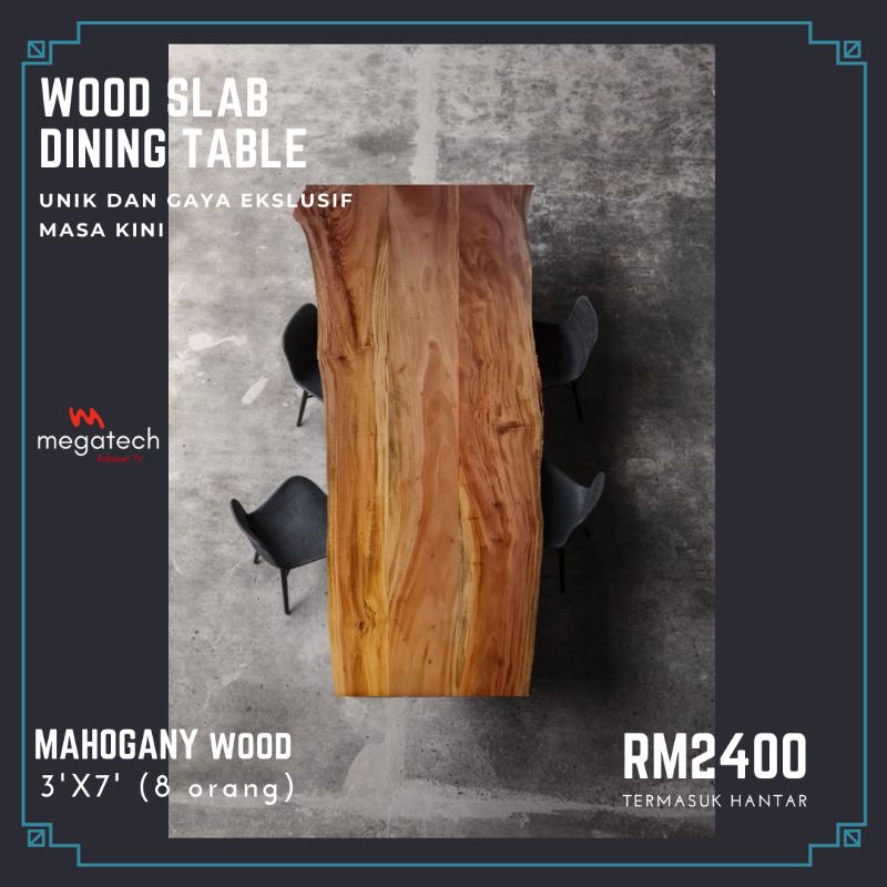 MEJA MAKAN KAYU BALAK DINING TABLE WOOD SLAB | Shopee Malaysia