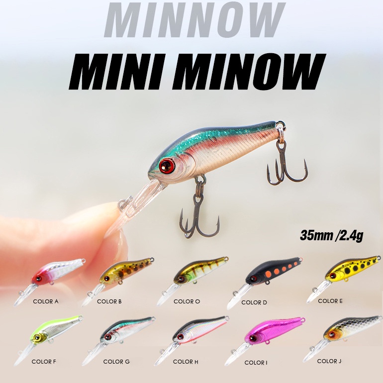 1pcs 2.4g/35mm Small Lures for Minnow Fishing Lure Slowly Sinking Minnow Mini Hard Bait | Shopee ...