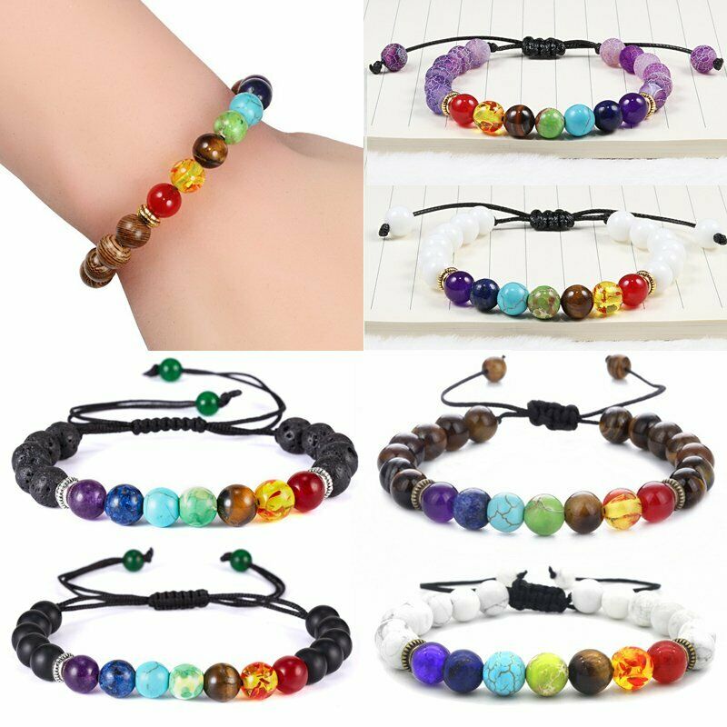 Wholesale 7 Chakra Natural Stone Bracelet Men Women Braided Beads ...