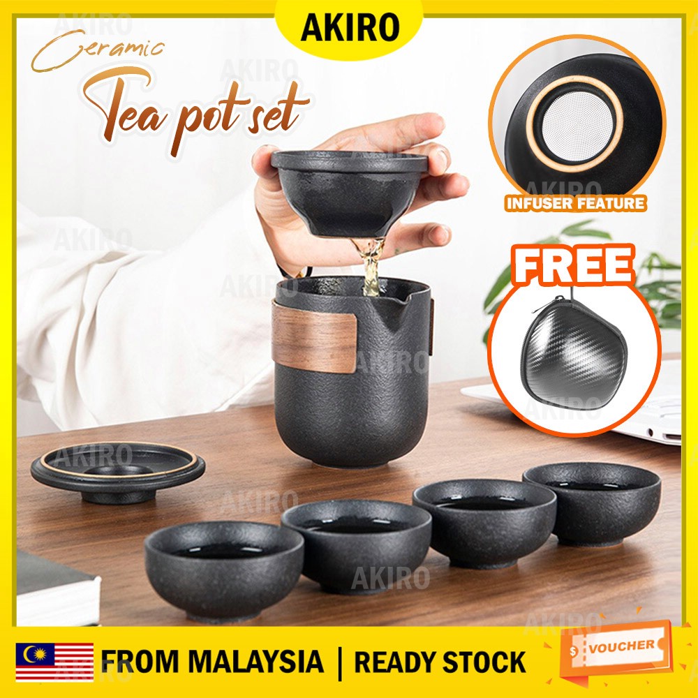AKIRO PREMIUM Handmade Porcelain Ceramic Tea Pot Set 1 Pot 4 Cups ...