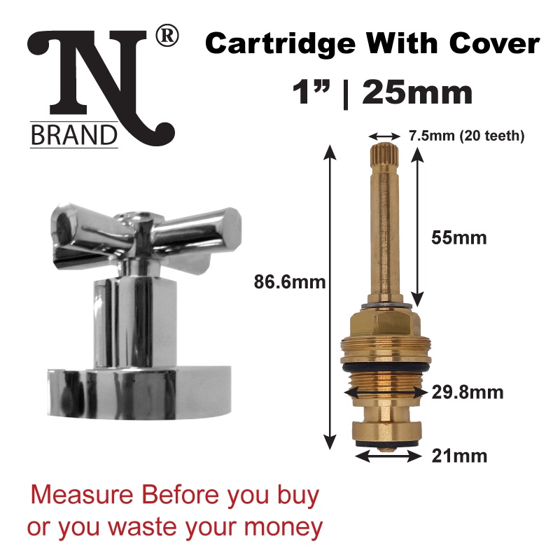 Stop Cock Cartridge Stopcock / Handle Piece 1/2" - 1" Concealed / Black ...