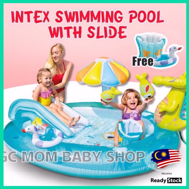 INTEX SWIMMING POOL WITH SLIDE Waterplay Family Play Pool Water Splash ...