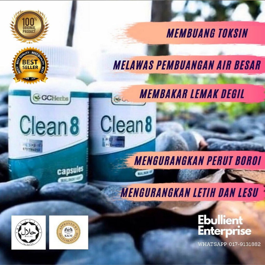 🔥FREE HADIAH🔥 2 BOTOL CLEAN8, UBAT CUCI USUS, UBAT DETOX, UBAT KEMPIS ...