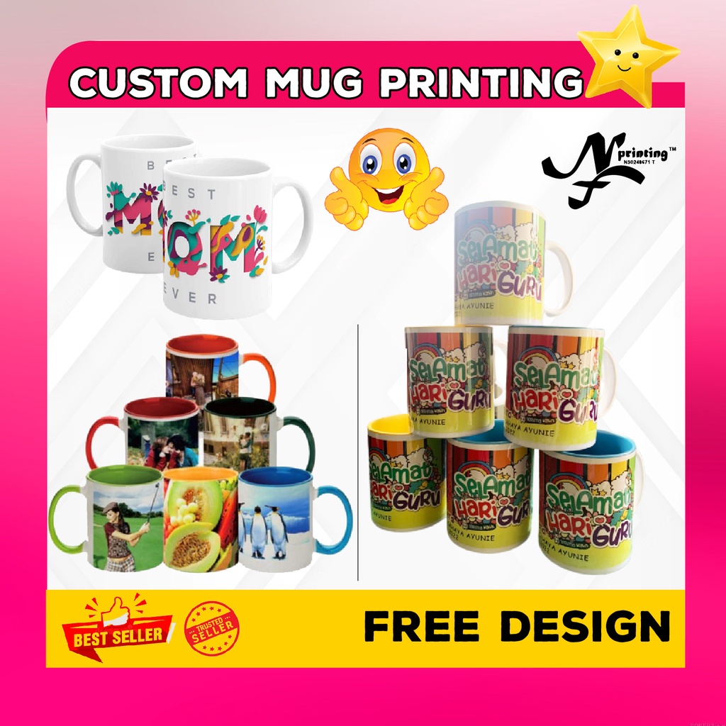 (FREE STiCKER KOTAK) MUG PRINTING / CUSTOM MUG / DOORGIFT / SURPRISE ...