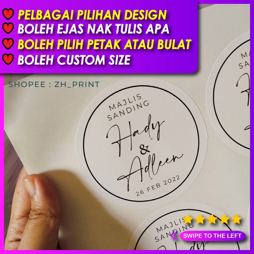 Sticker Kahwin Doorgift Custom 100 / 150 Pcs – Label Wedding, Tunang ...