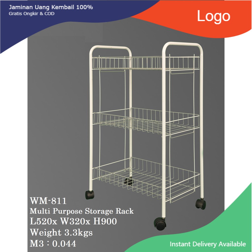 WM-811 MultiPrupose Display Rack/ Storage Rackisplay Rack/ rak dapur /Storage Rack with Roller ...