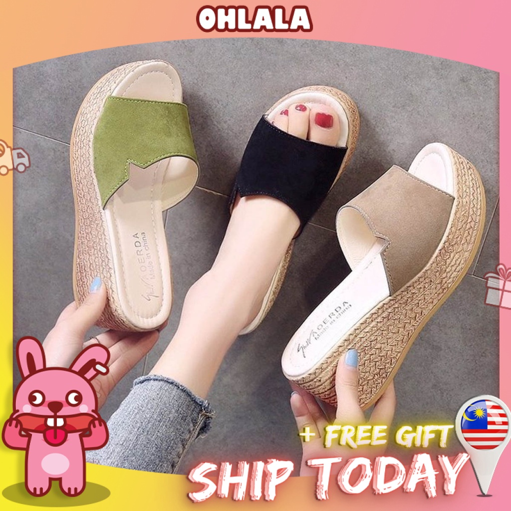 READY STOCK🔥OLL Wedges Kasut Tinggi Woman High Heel Kasut Tebal Shoes ...