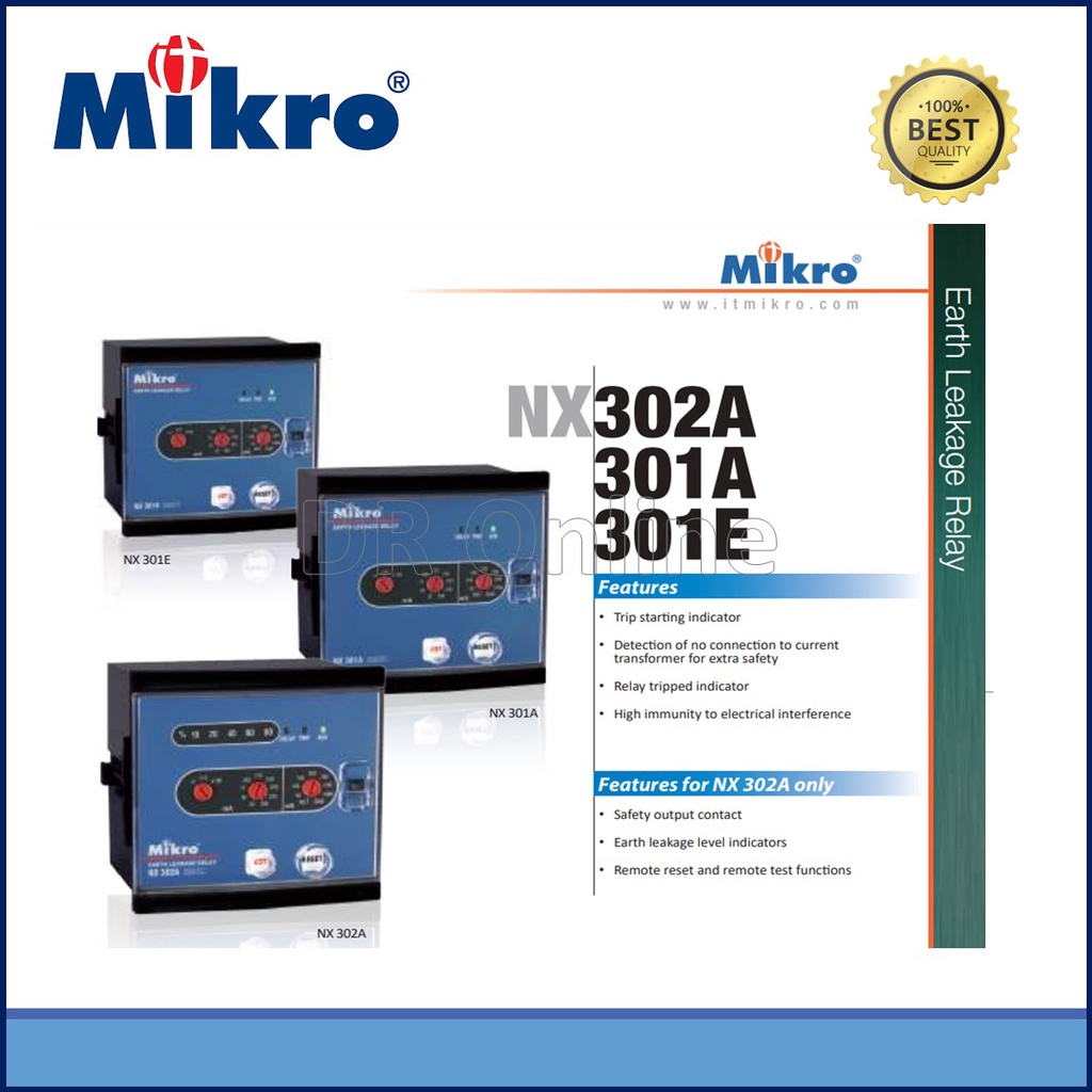 MIKRO EARTH LEAKAGE RELAY 240VAC NX301-240A(OLD)/R301-A230 (NEW ...