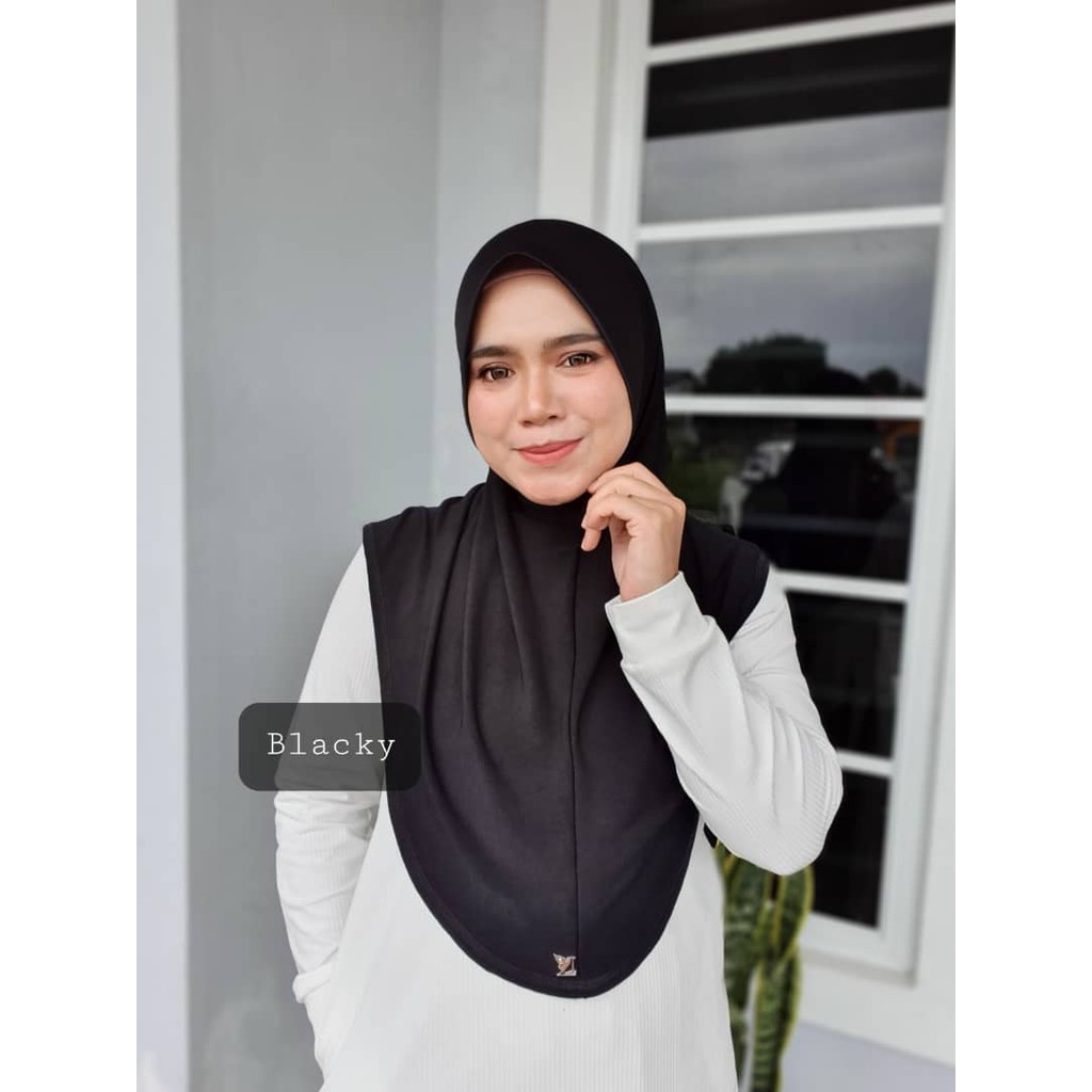 NURIMAN Tudung Plain Hitam Awning Scuba | Shopee Malaysia