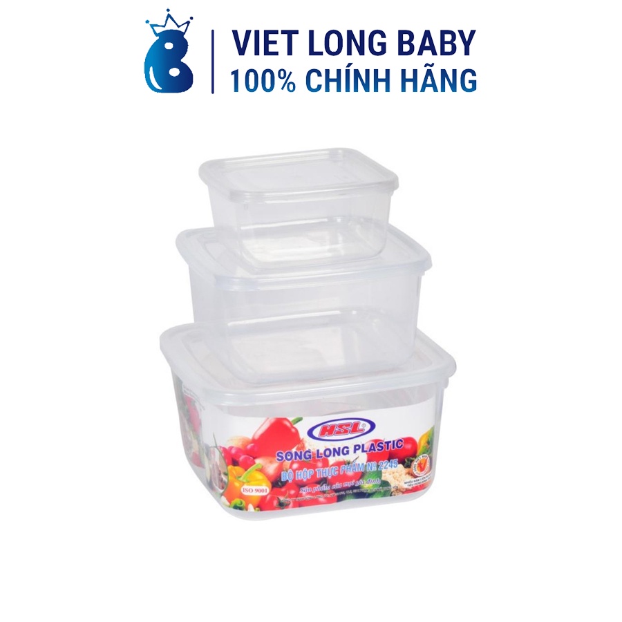 Set of 3 Song Long Food Boxes 2245 - No Plastic Odor (590ml, 1420ml ...
