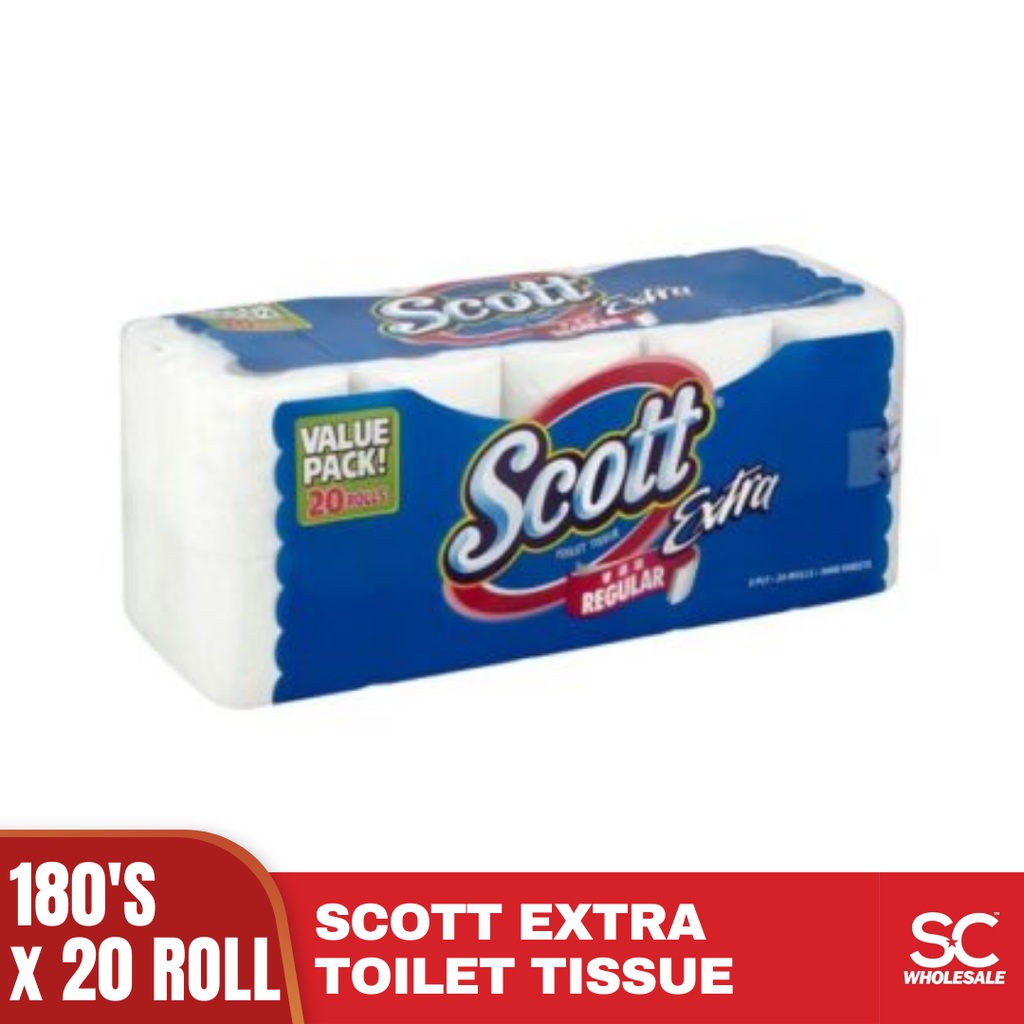 Scott Extra Toilet Bathroom Tissue Roll Regular (2 Ply/20 Rolls/3600 ...