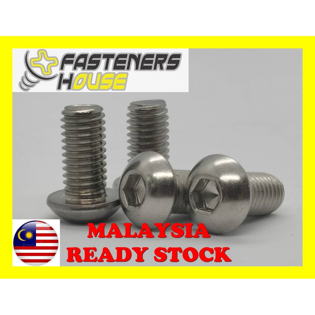 M3 M4 M5 M6 Button Socket Cap Screw 304 Stainless Steel SHINY SURFACE Allen key screw ISO7380 ...