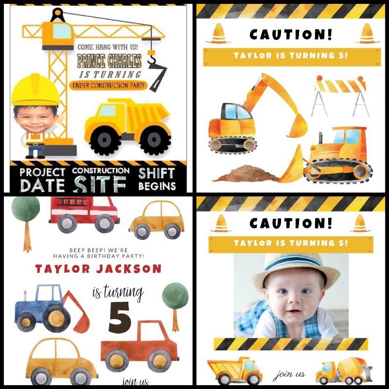 Engineer/Construction Theme Birthday Invitation | Shopee Malaysia