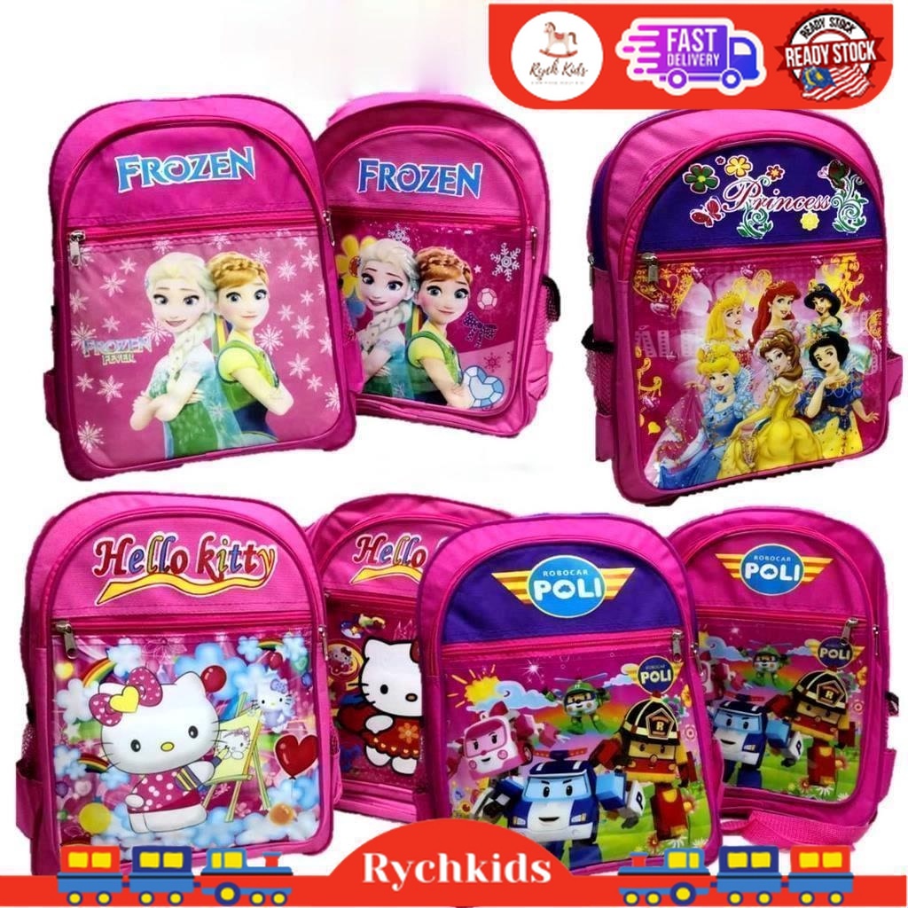 Kid Backpack Princess Cute Cartoon Bag Princess Beg Budak Travel Beg ...