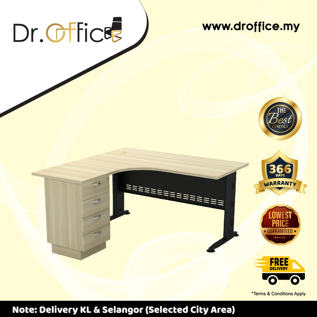 M-QL1515-4D L-SHAPE TABLE | MEJA L SHAPE | MEJA PEJABAT | OFFICE TABLE ...