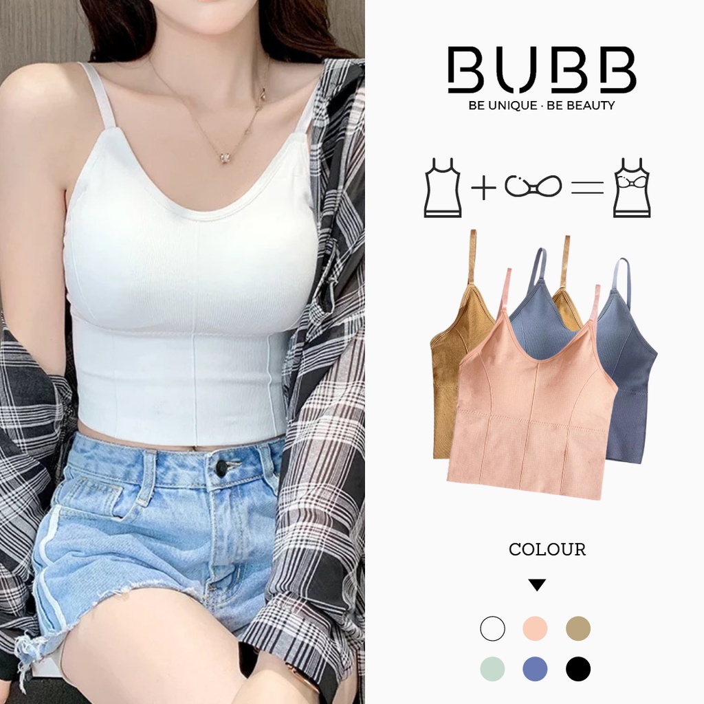 Soft Camisole Comfort Adjust Thin Straps Removable Pads Women Singlet Perempuan 背心女带胸垫 (BUBB ...