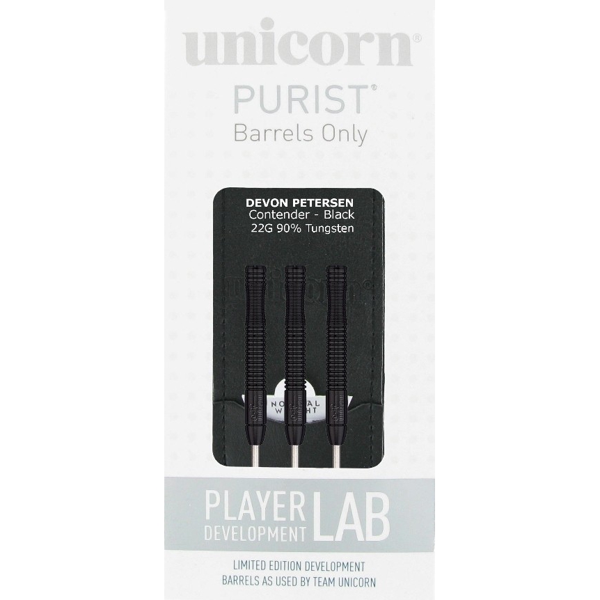UNICORN STEEL TIP DART - PURIST CONTENDER BLACK DEVON PETERSON 90% ...