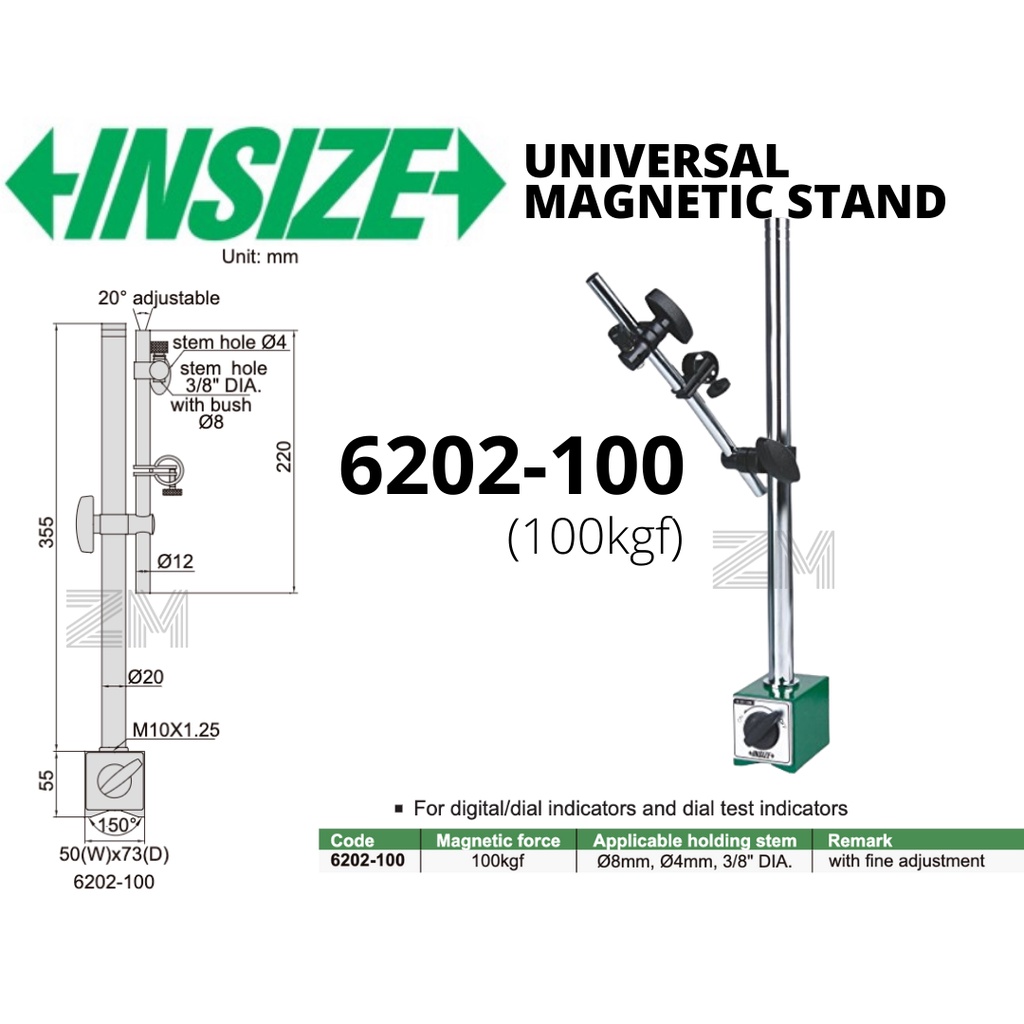 INSIZE Magnetic Stand Range 60kgf 6201-60 / Universal Magnetic Stand ...