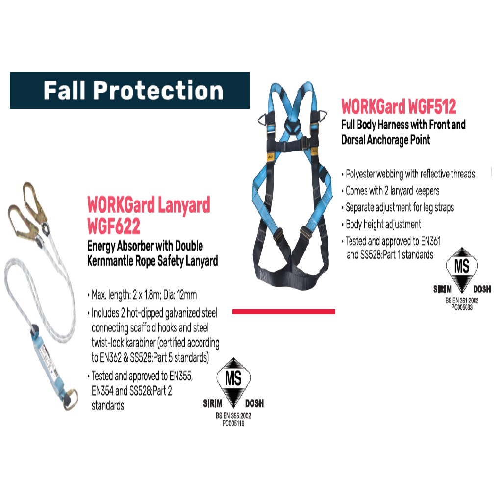 WORKGARD® - FULL BODY HARNESS - DORSAL & FRONT ANCHORAGE POINT& ENERGY ...