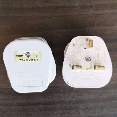 13A Plug Top 3 Pin Plug Sirim Approved (1 PC) (BLACK AND WHITE COLOUR ...