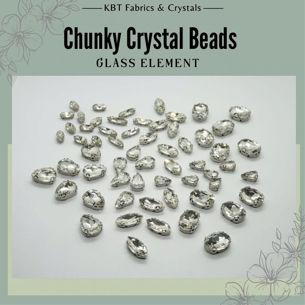 Glass Element Chunky Beads / Crystal Beads DIY for Iron on Exclusive ...