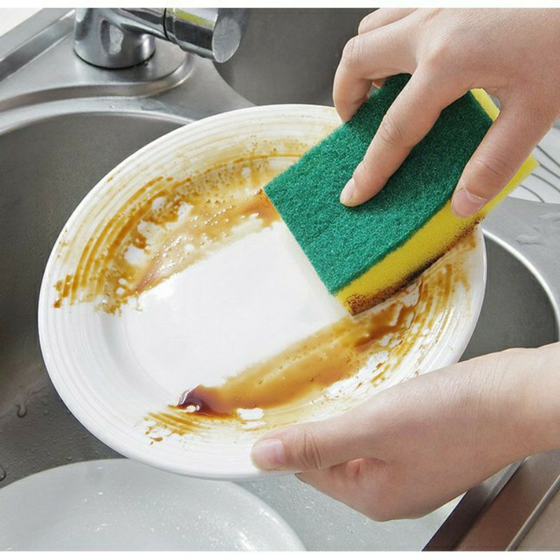 🇲🇾Dishwashing Sponge Block Green Cleaning Tools Decontamination Sponge ...