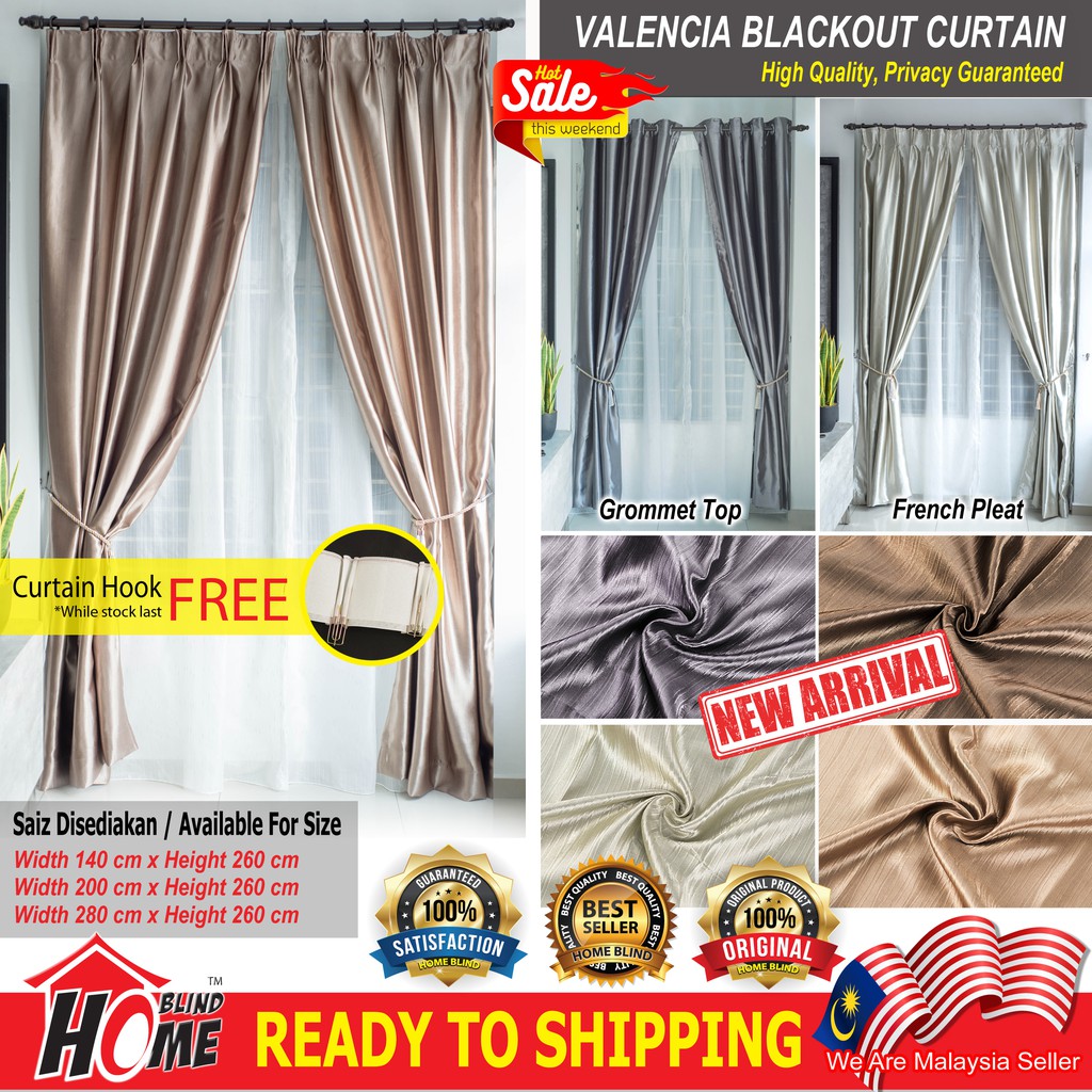 [HOME BLIND] VALENCIA Blackout Curtain / Langsir Tebal Hotel / Grommet ...