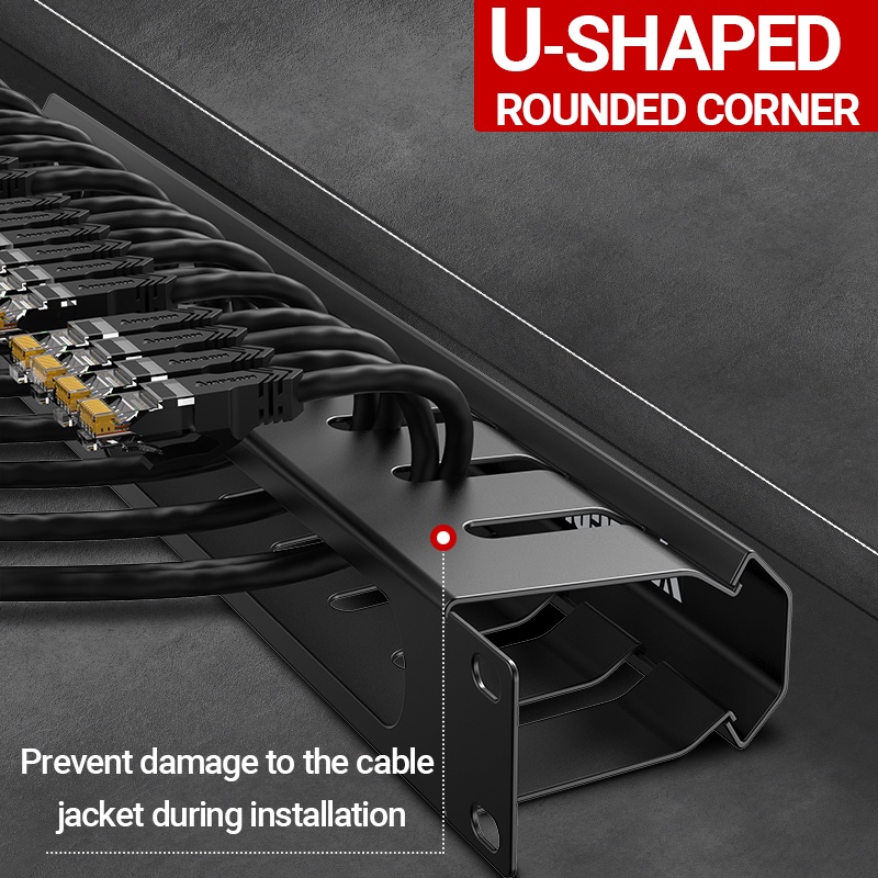 AMPCOM Vertical Cable Manager 1U Horizontal Mount Server Rack 12/24 ...