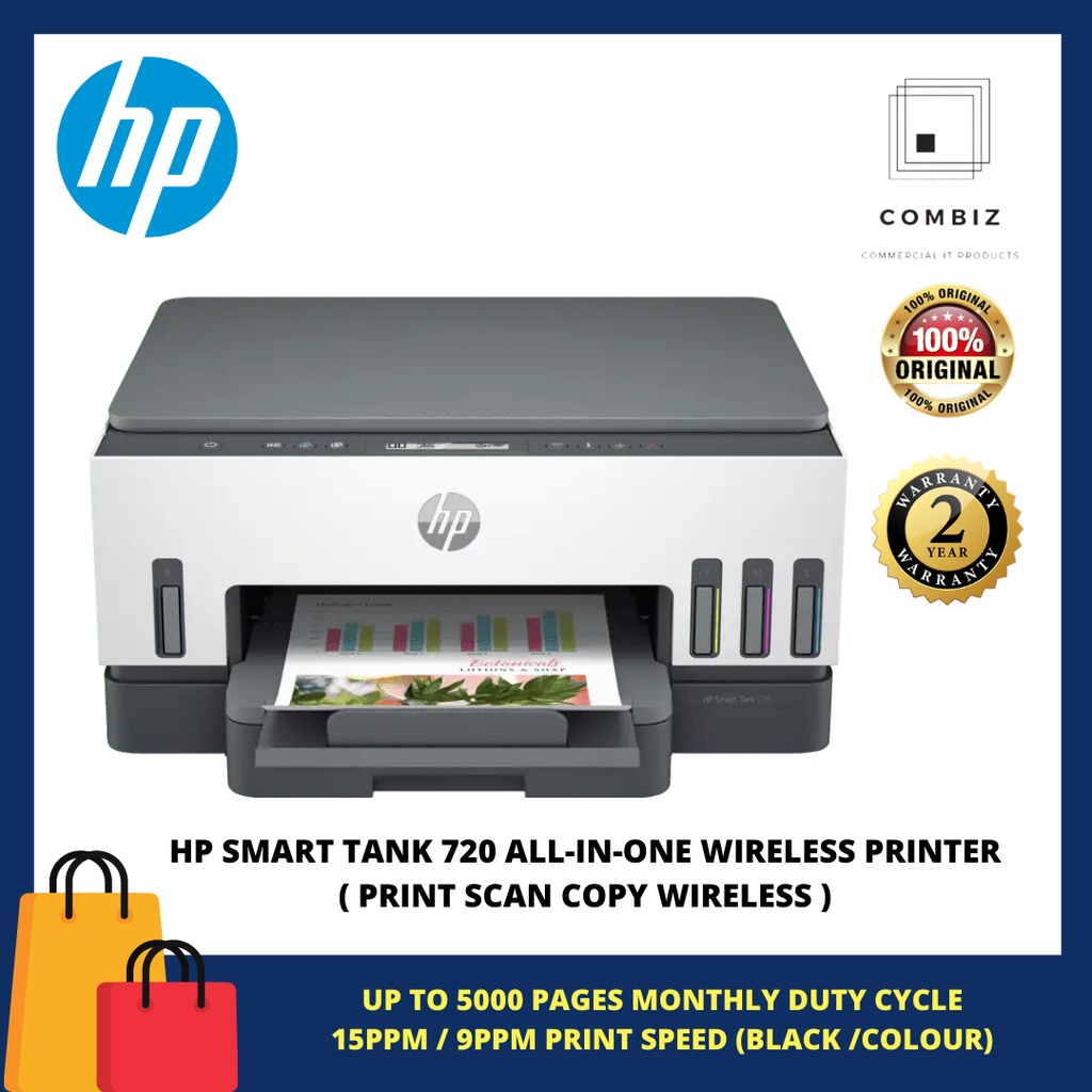 HP SMART TANK 720 ALL-IN-ONE WIRELESS PRINTER ( PRINT SCAN COPY ...