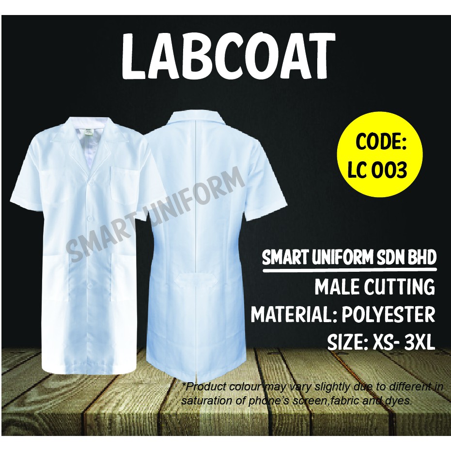 Lab Coat Smart Uniform Ready Stock - Short Sleeve Male (White) | Shopee ...