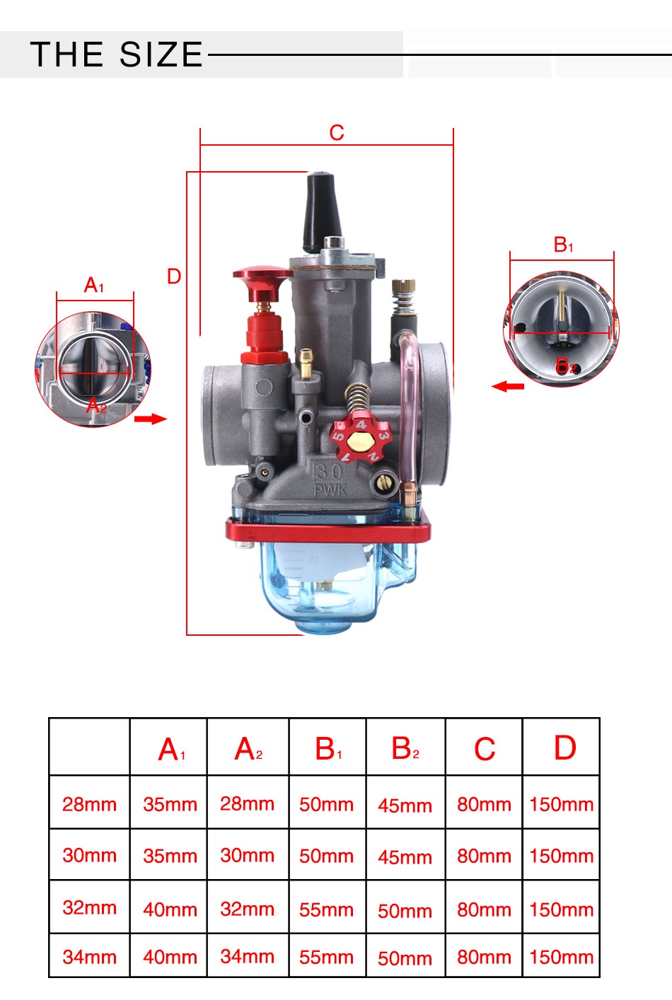 ZSDTRP For Keihin Koso OKO Power Jet blue PWK carburetor for 28mm 30mm 32mm 34mm 2T 4T ...