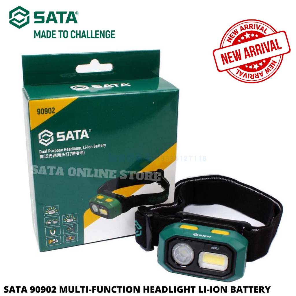 SATA 90902 MULTI-FUNCTION HEADLIGHT LI-ION BATTERY / HEAD LAMP ...