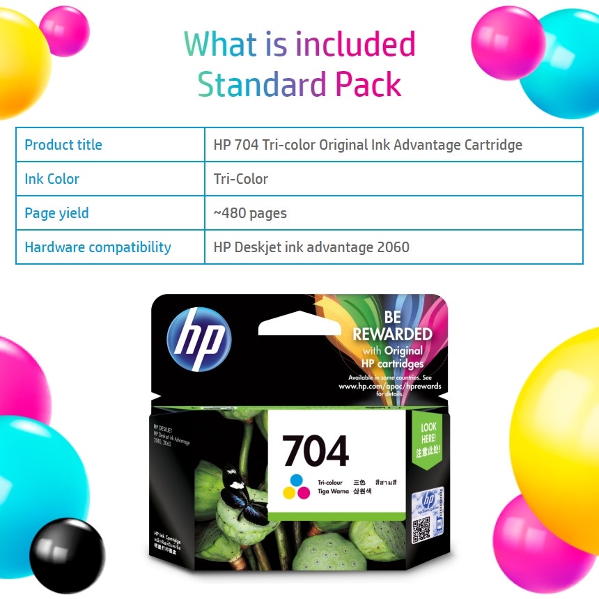 Hp 704 Single Pack Combo CN692AA Black CN693AA Tri-Color Original Ink ...