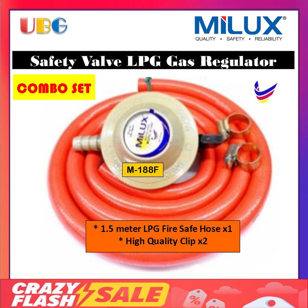 Milux LPG Gas Regulator With Safety Valve L.P.G Gas Regulator Emergency ...