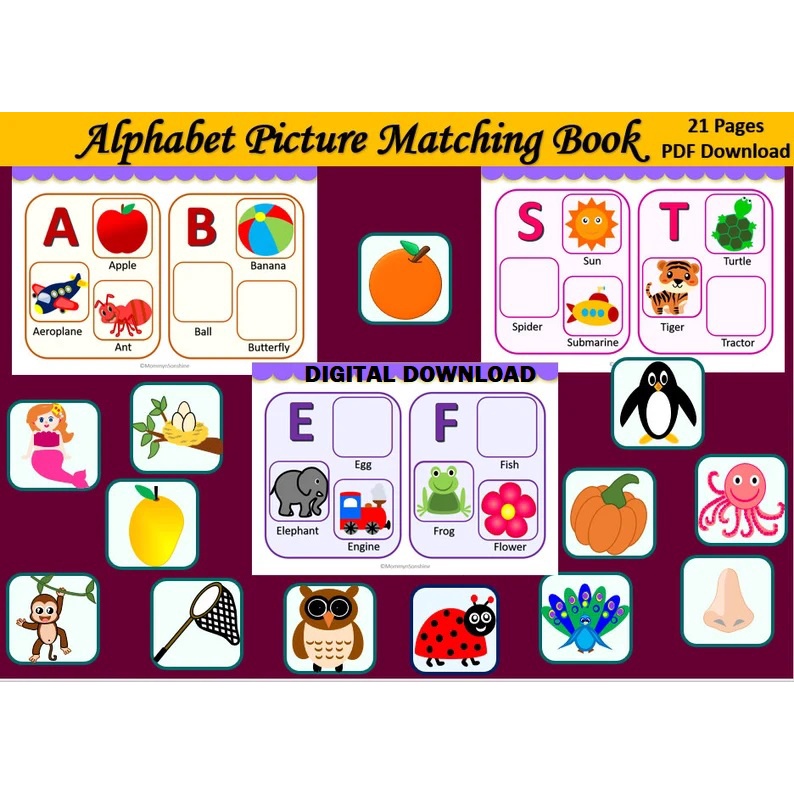[155] Alphabets Picture Matching Busy Book Printable I Beginning Sound ...