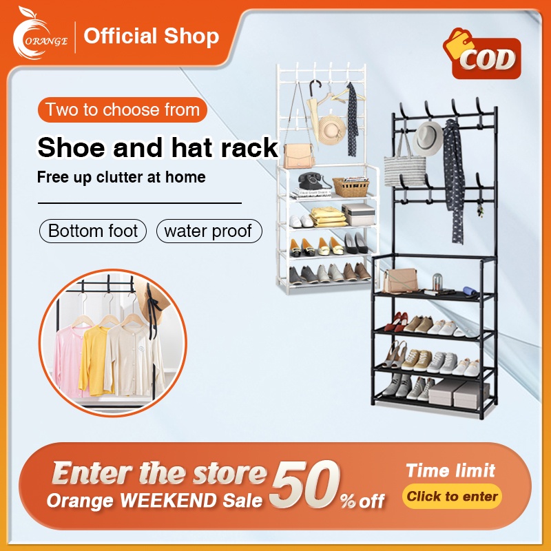 ORANGE 4 Tiers Multifunctional Coat Rack Clothes Bag Hanger Shoe Hat ...
