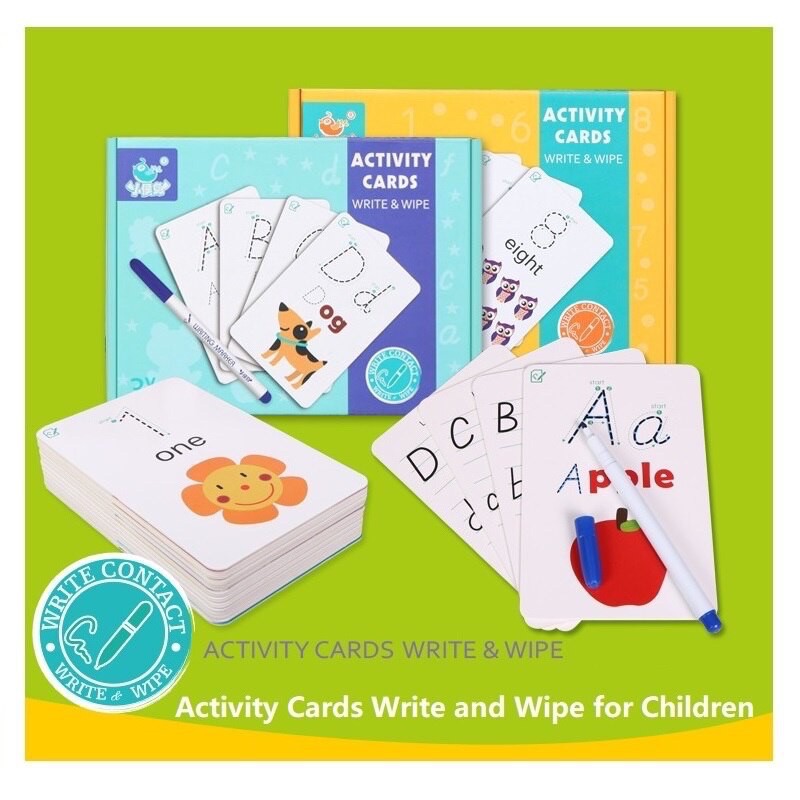 READY STOCK Educational Toddler Write Wipe Activity Card Alphabet and ...