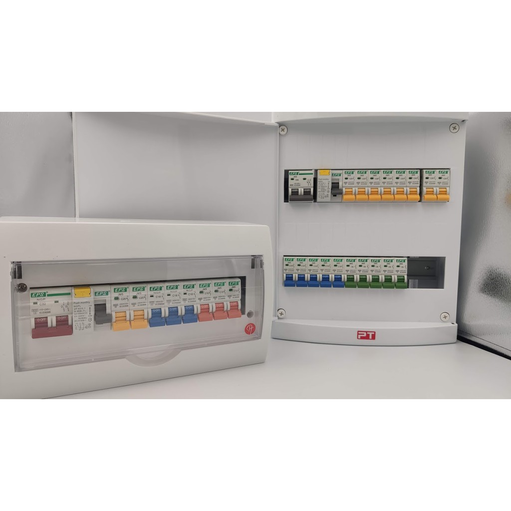 DB BOX 12.5way (Full set) PVC MCB 6A-20A + ELCB 40A +Main switch 32A ...