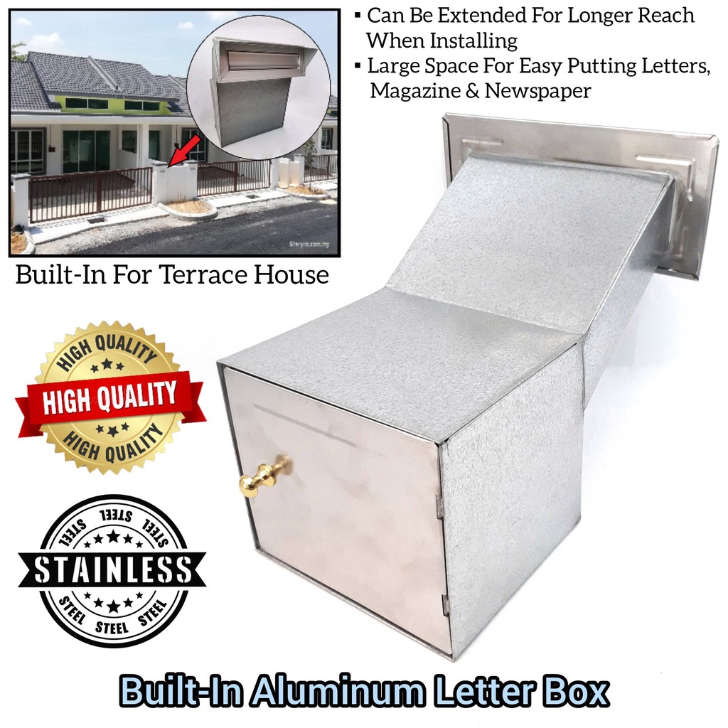 Durable Built-In Aluminum Stainless Steel Letter Box For Landed House ...
