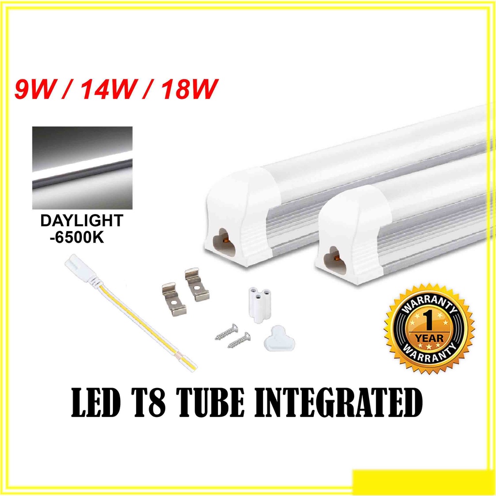LED T8 INTEGRATED TUBE 9W/14W/18W (2FT / 3FT / 4FT) DAYLIGHT 6500K Pasar malam lighting 一体式白灯 ...