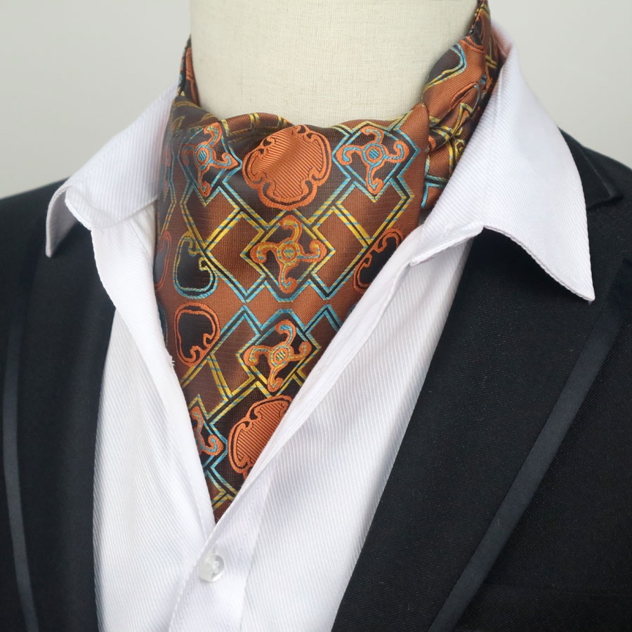 Men Vintage Paisley Polka Dot Wedding Formal Cravat Ascot Scrunch Self ...