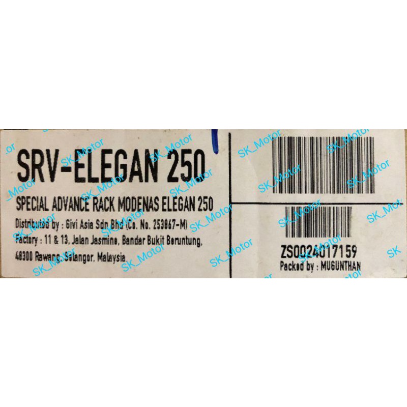 GIVI Modenas DOMINAR 400 (V2) ELEGAN 200 250 ELEGAN 150 SN150J PULSAR ...