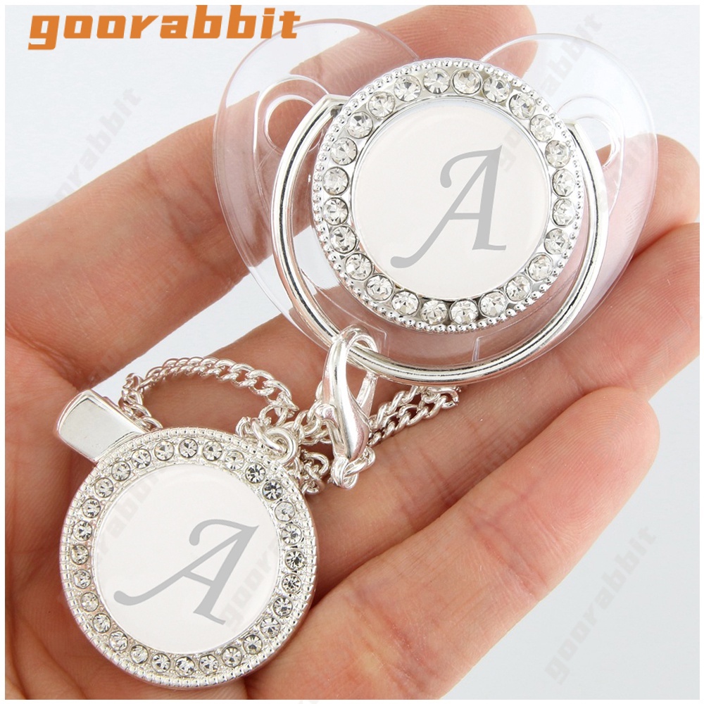 Personalized pacifier, Silver Gold Baby Pacifier with letters and chain ...
