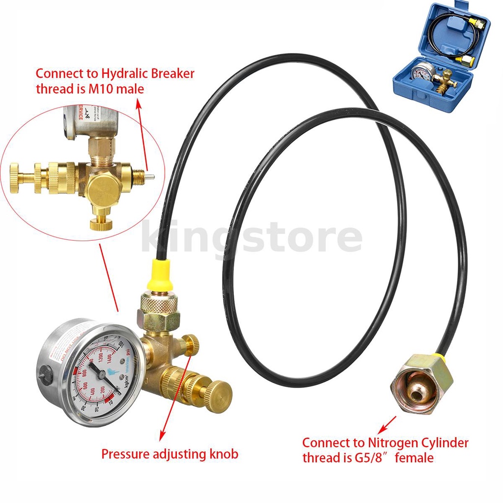 M10 Pressure Gauges Kit Nitrogen Gas Charging Breaker Hammer Device ...