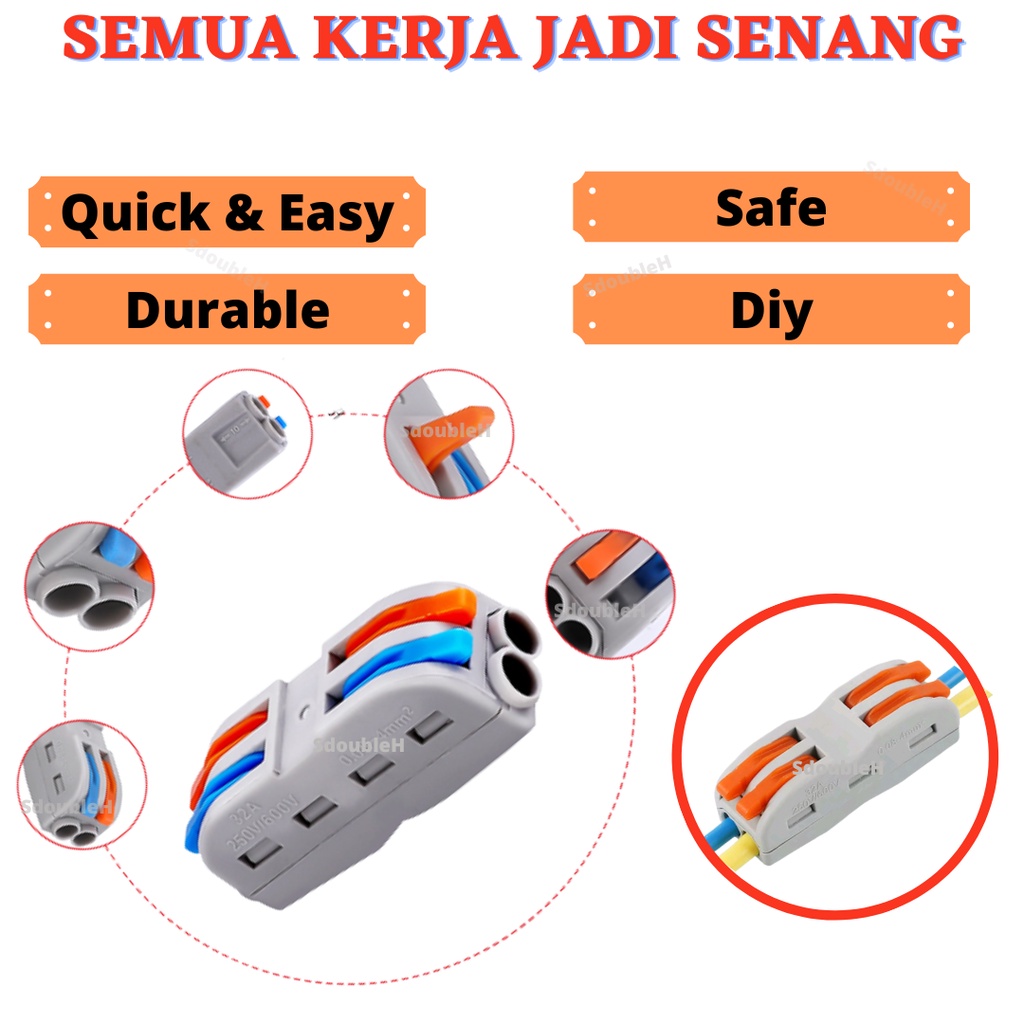 Wire Connector Electric PCT-222 Terminal Block Fast Quick Reusable ...
