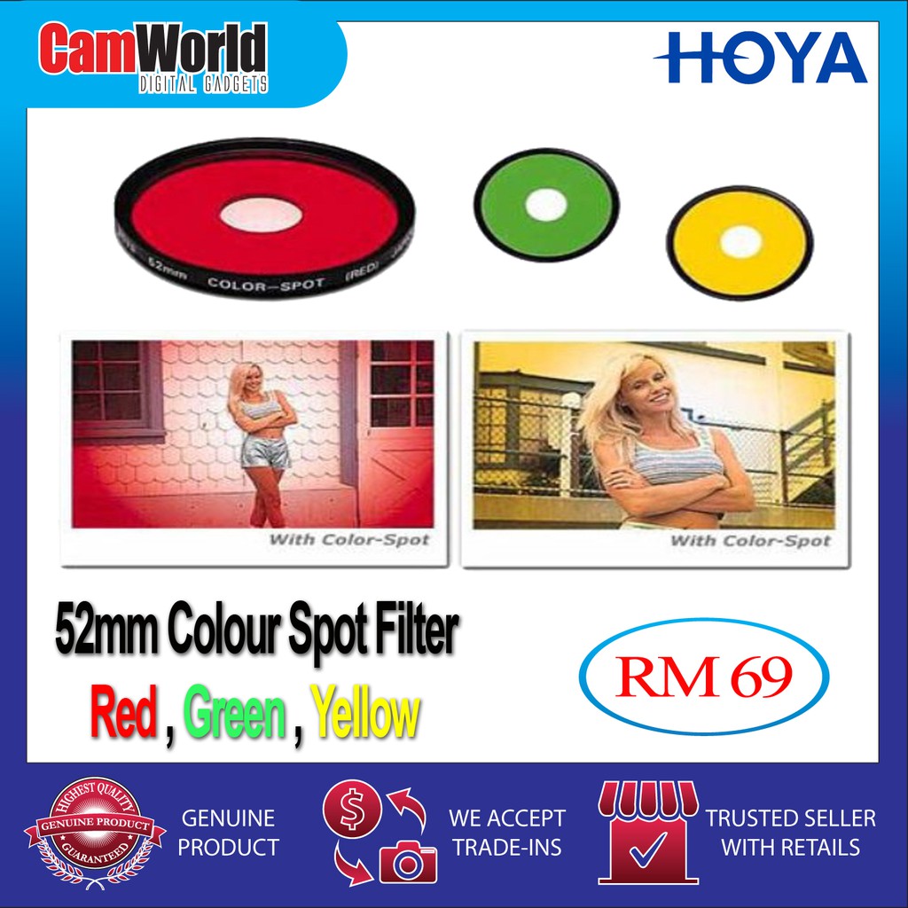 HOYA 52mm Colour Spot Filter ( RED, GREEN, YELLOW ) | Shopee Malaysia