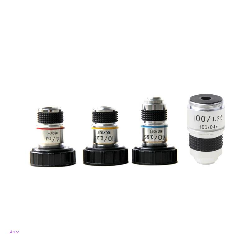 AOTO 4X 10X 40X 100X High Quality Microscope Objective Lens Achromatic ...