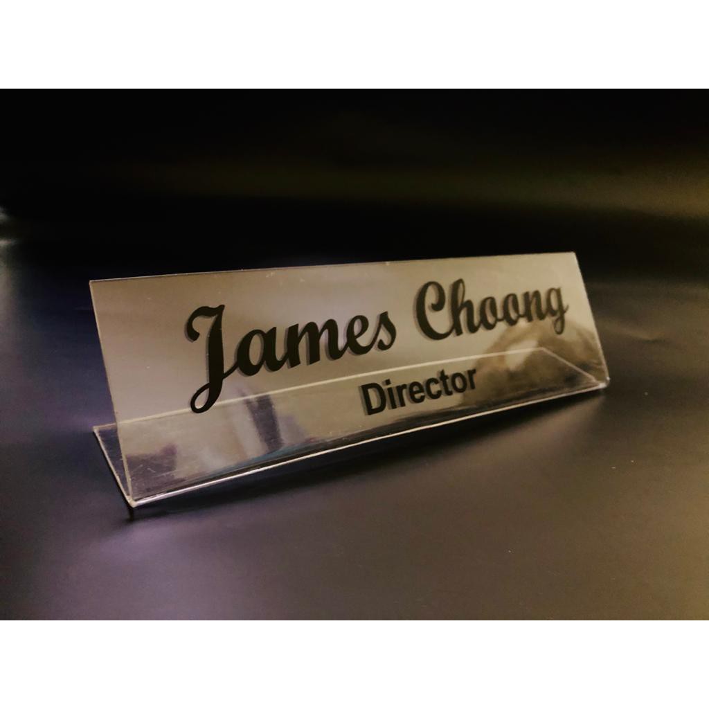L shape Office name plate ( 2.5mm transparent acrylic + black color die ...