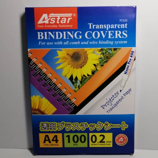 Astar Binding Cover A4 Transparent/A4 PVC Cover 100'S (PC020) | Shopee Malaysia