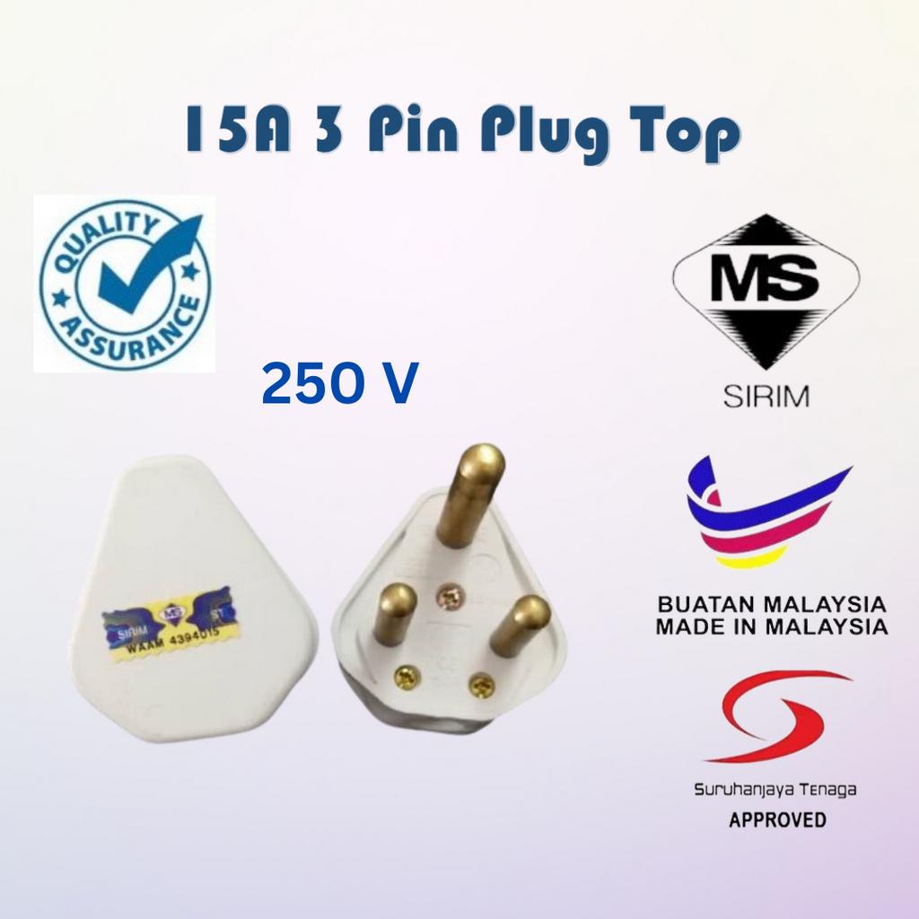 3 Pin Plug Top 15A 250V/ Kepala Plug Aircond, Water Heater | Shopee ...